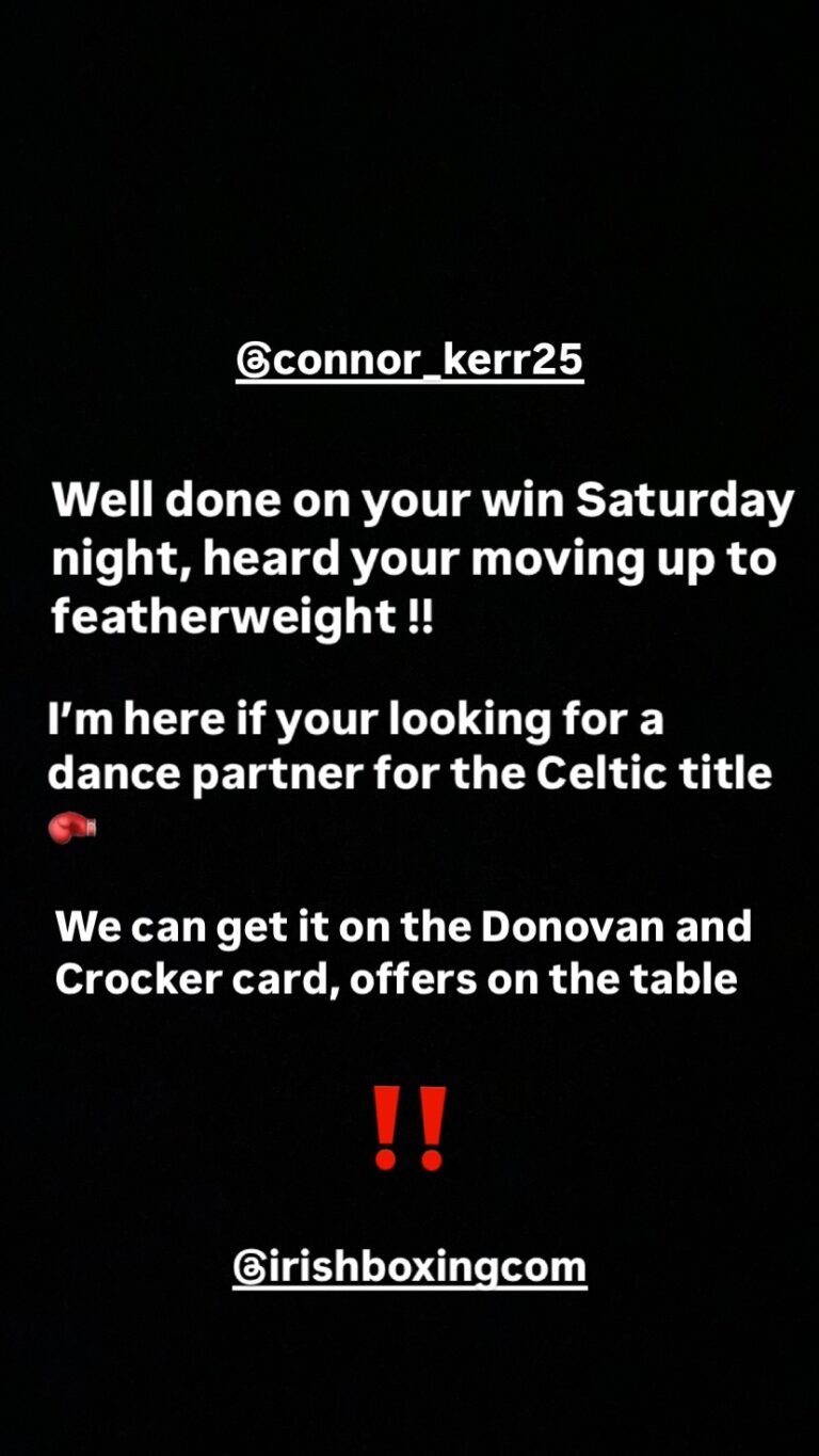 Lets Dance - Cain Lewis Calls for Connor Kerr Title Fight - Irish Boxing